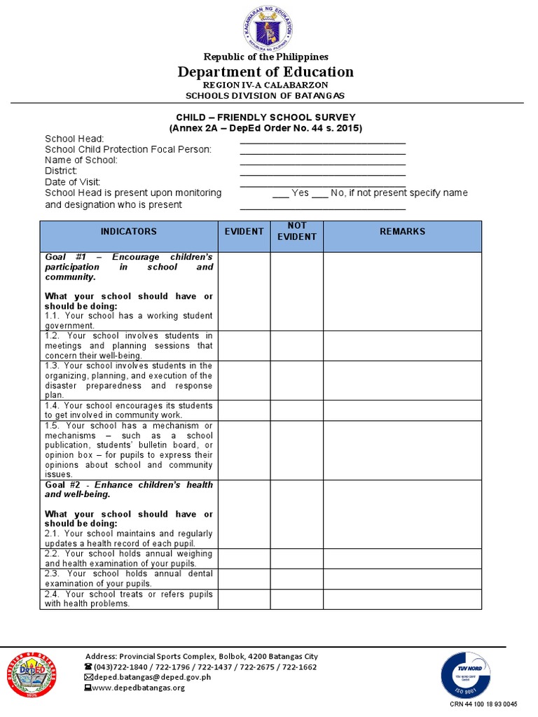 CFSS-Checklist | PDF | Teachers | Schools