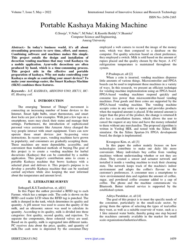 Portable Kashaya Making Machine | PDF | Wi Fi | Bluetooth