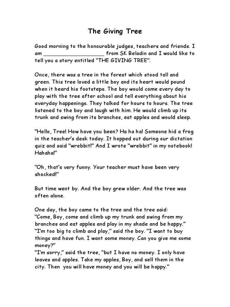 The Giving Tree | Download Free PDF | Trees