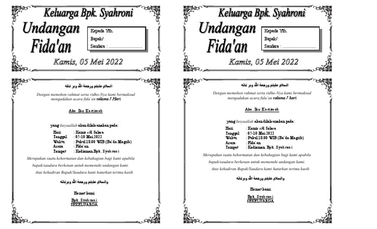 Undangan Fida'an | PDF