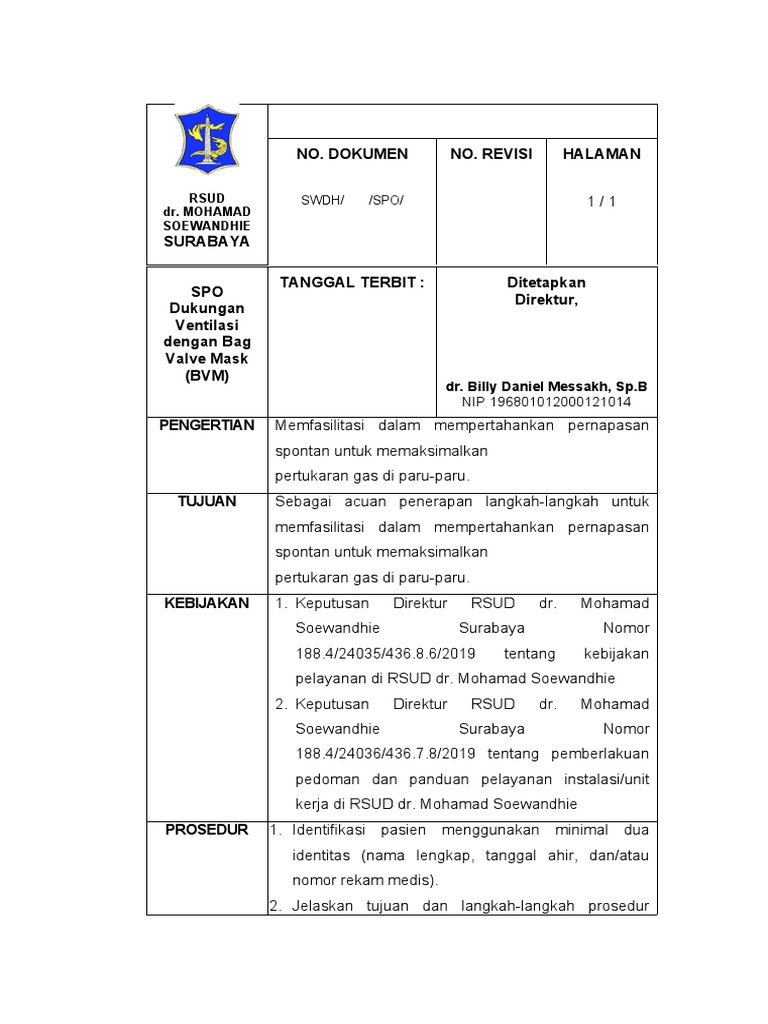 SPO Dukungan Ventilasi Dengan Bag-Valve-Mask (BVM) | PDF