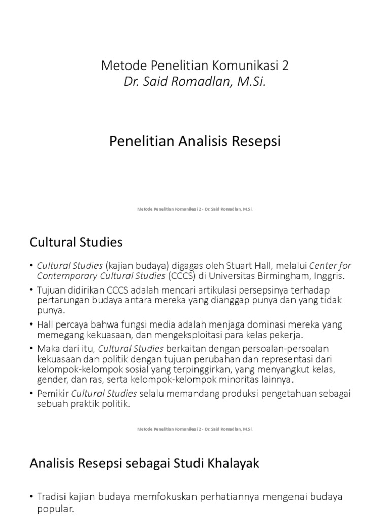 7 - Penelitian Analisis Resepsi | PDF