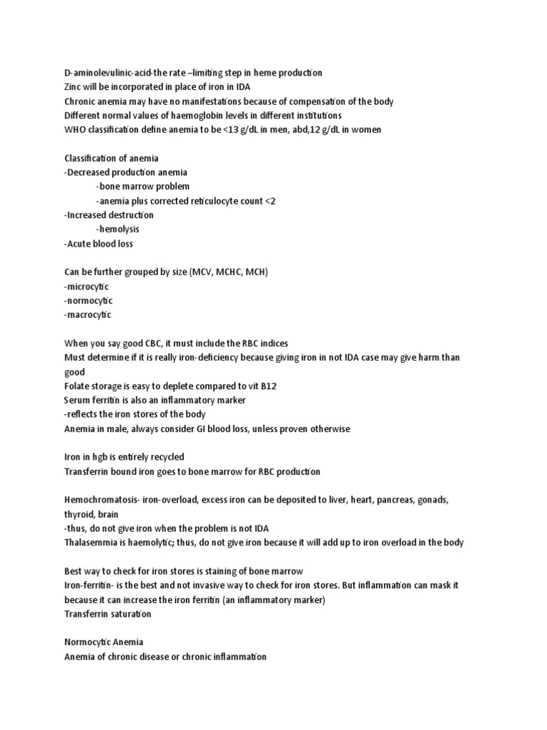 Anemia Notes | PDF