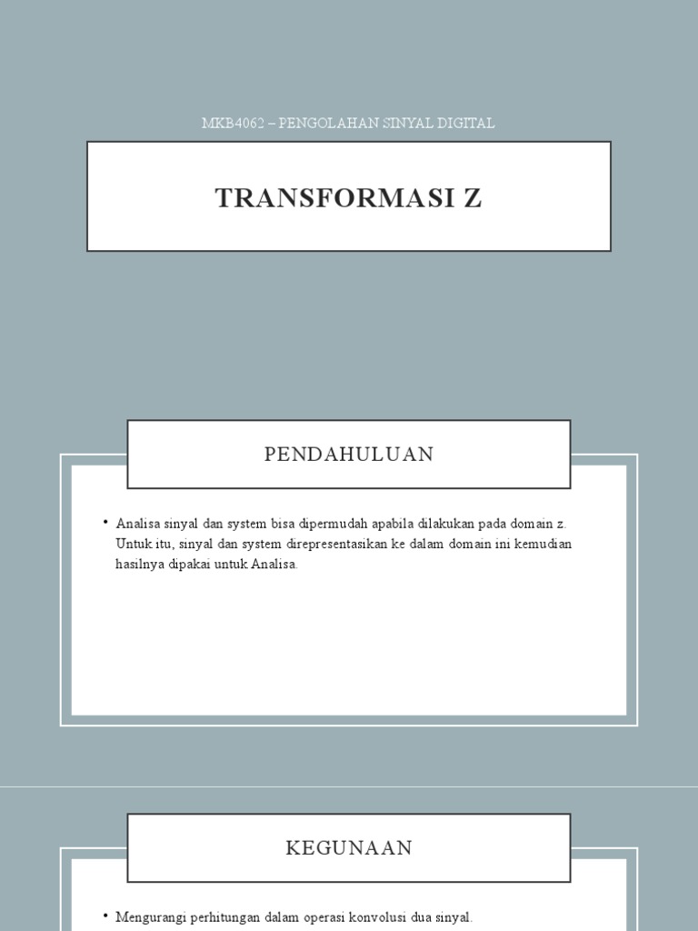 Transformasi Z dalam Pengolahan Sinyal | PDF