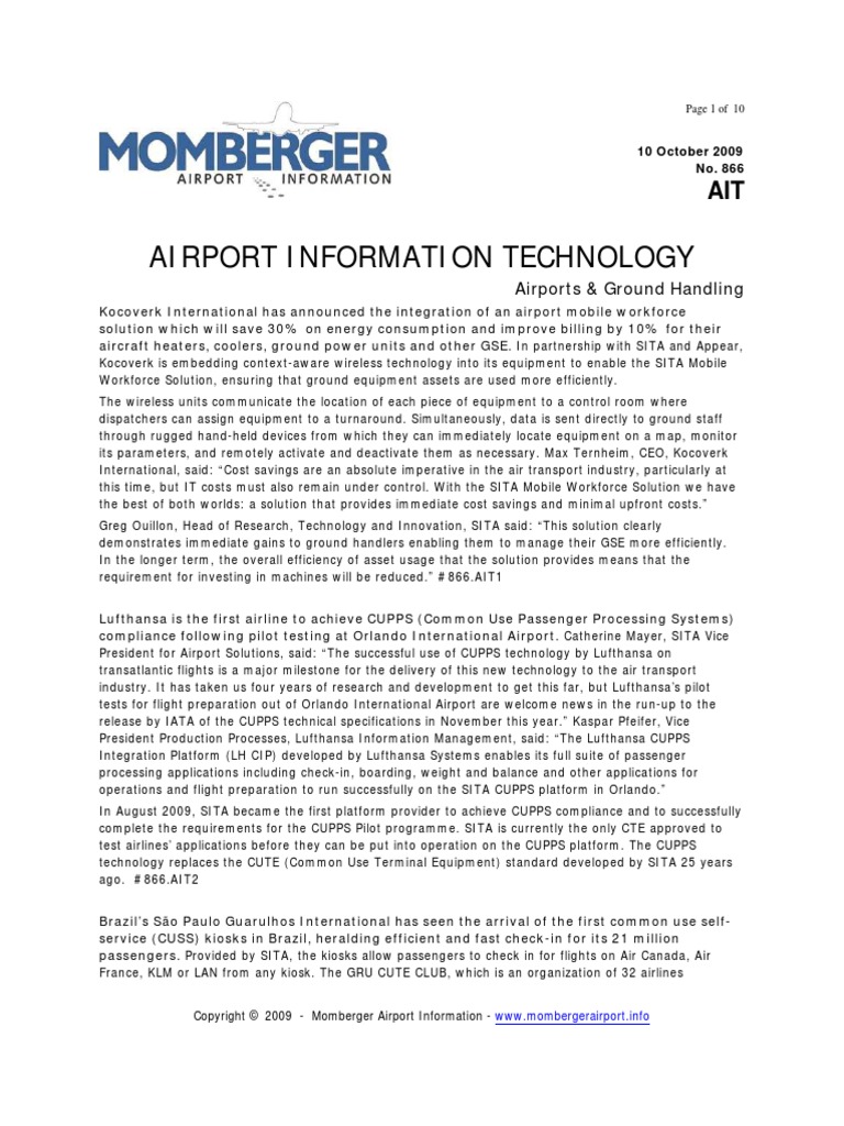 Airport Information Technology: Airports & Ground Handling | PDF | Air ...