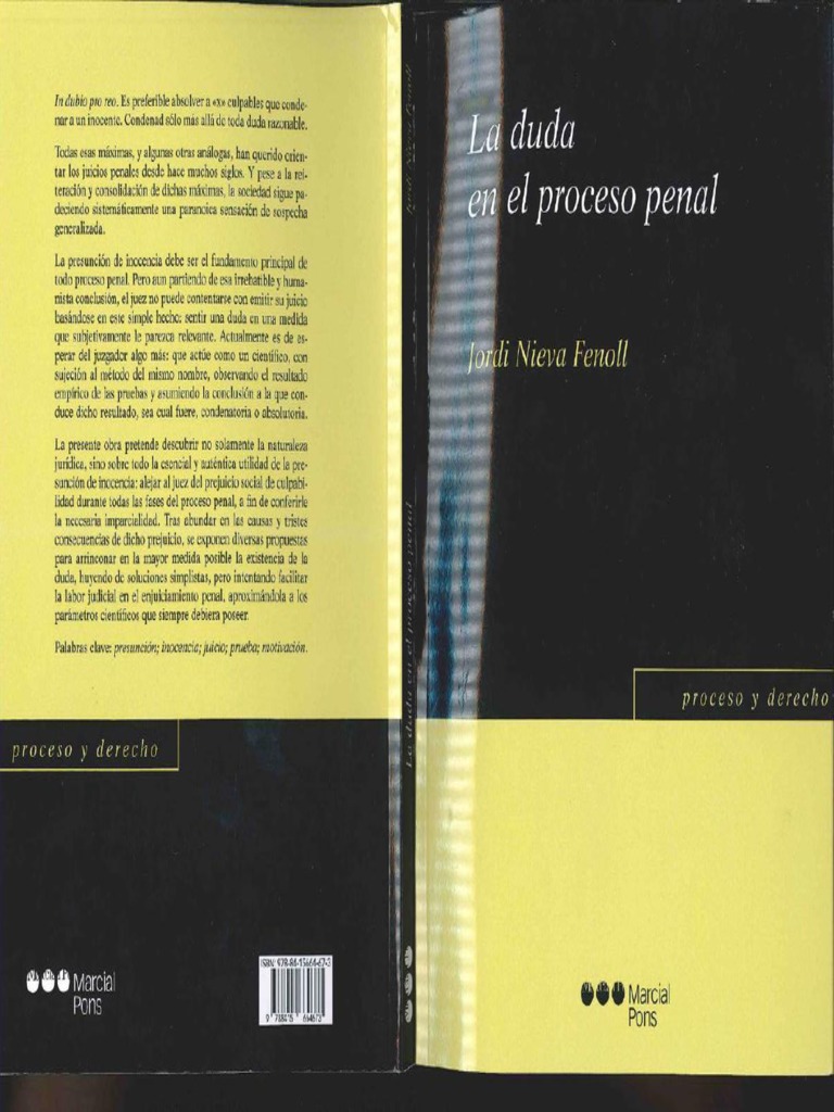 La Duda en El Proceso Penal Jordi Nieva Fenoll 1 PDF Free | PDF