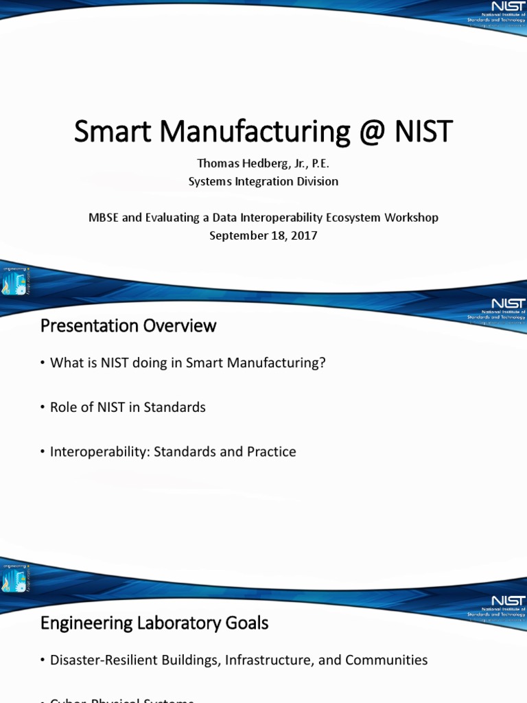 NIST's Role in Smart Manufacturing Standards | PDF | National Institute ...