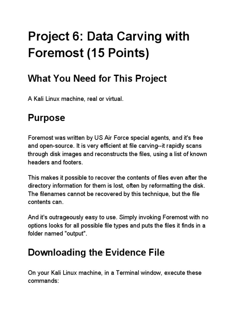 Project 6 Data Carving With Foremost (15 Points) | PDF | Computer File ...