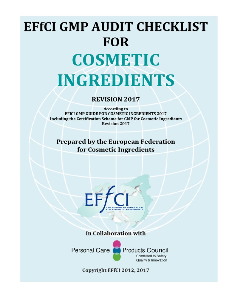 Cosmetic Ingredients: Effci GMP Audit Checklist FOR | PDF | Cosmetics ...