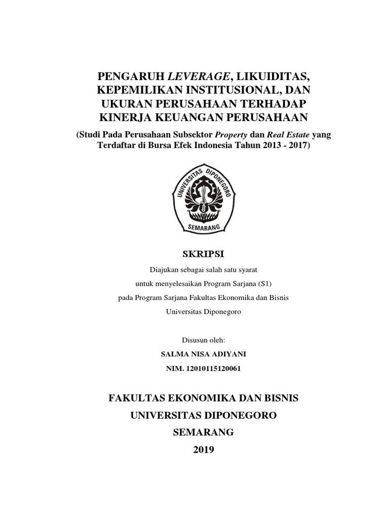 Skripsi Undip (Adiyani 2019) | PDF