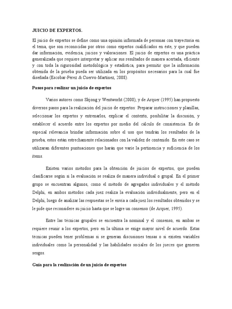 Juicio de Expertos | PDF | Validez (Estadísticas) | Ciencia cognitiva