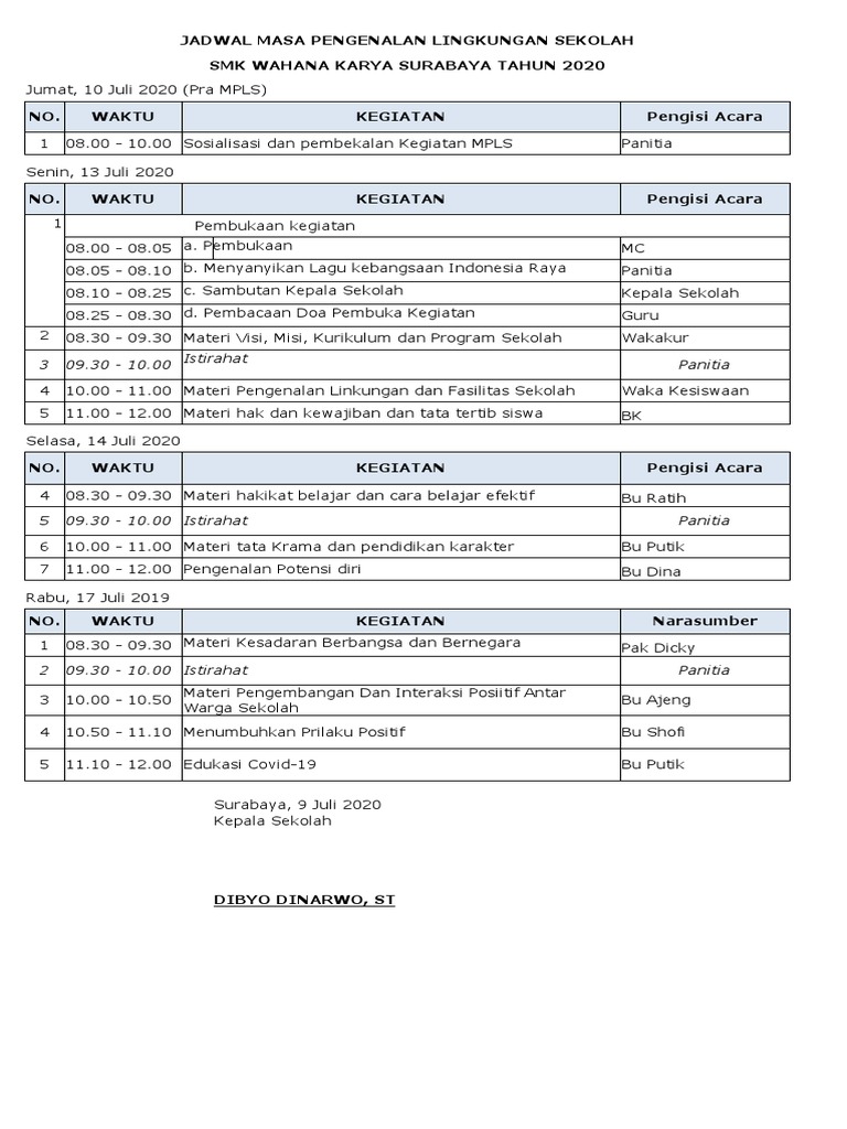 Susunan Acara MPLS 2021 | PDF