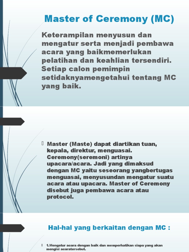 Master of Ceremony (MC) | PDF | Karier & Perkembangan | Seni & Disiplin ...