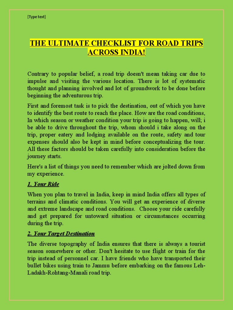 Road Trip | PDF | Road | Transport