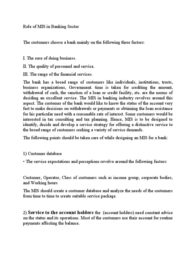 Role of MIS in Banking Industry | PDF | Banks | Loans