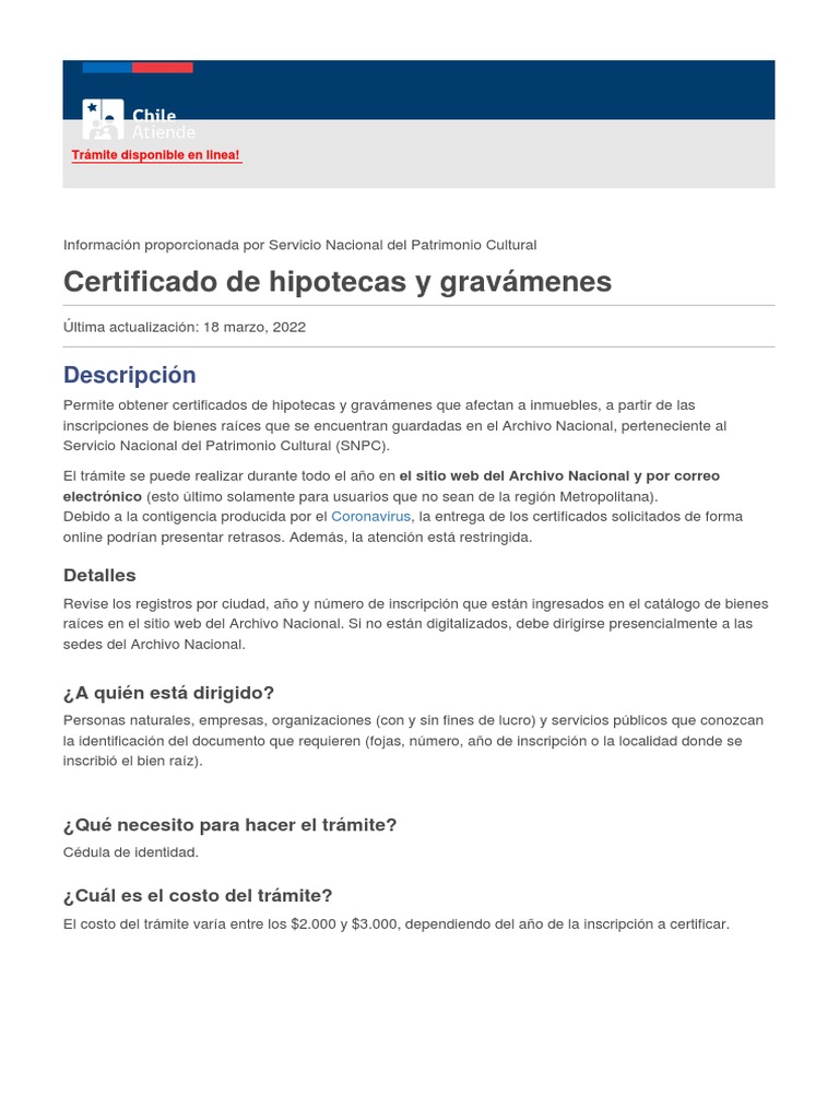 Certificado de Hipotecas y Gravámenes | PDF