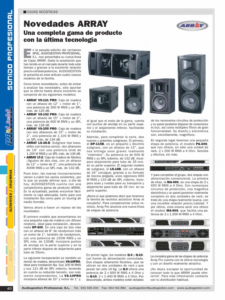 Novedades ARRAY | PDF | Altoparlante | Electrónica de audio