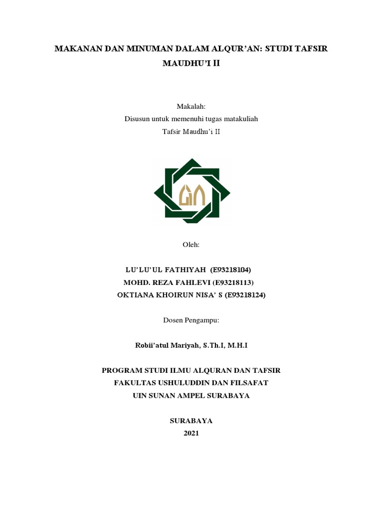 Tafsir Maudhui MAKANAN DAN MINUMAN | PDF