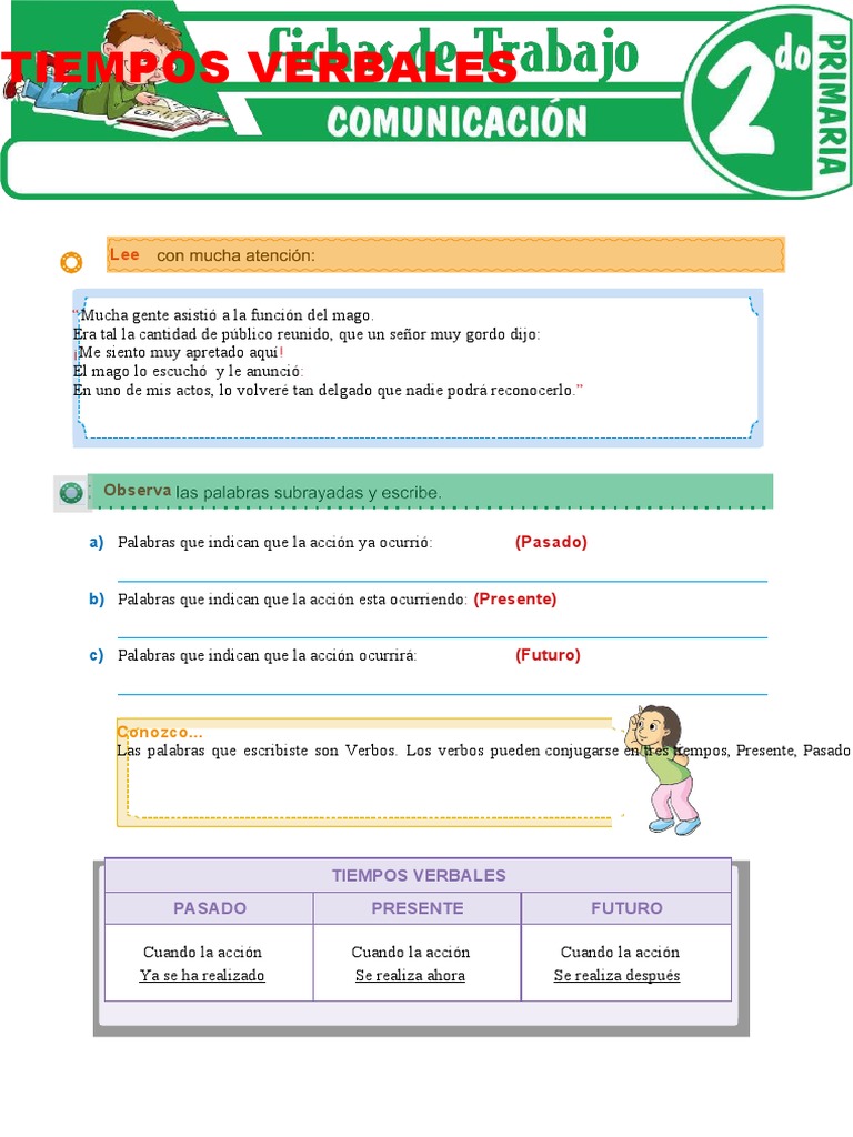 Tiempos Verbales para Segundo Grado de Primaria | PDF