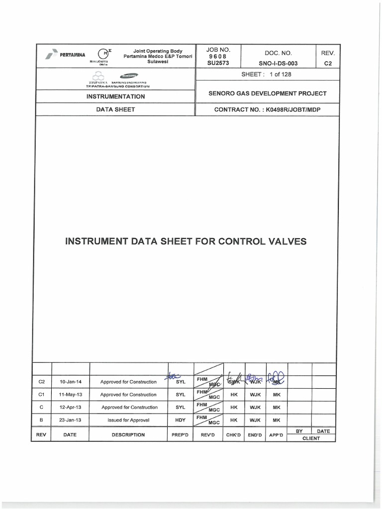 SNO-I-DS-003 - C2 Data Sheet For Control Valves | PDF | Valve | Pipe ...