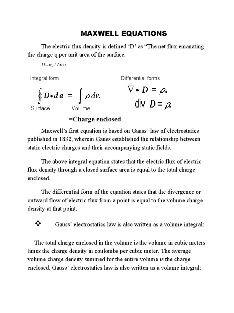MAXWELL EQUATIONS 1st | PDF | Magnetic Field | Flux