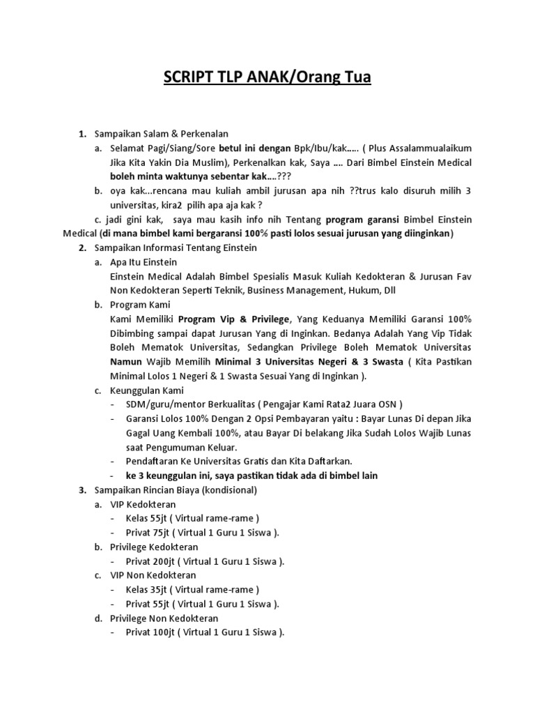 Script TLP Anak-Ortu | PDF