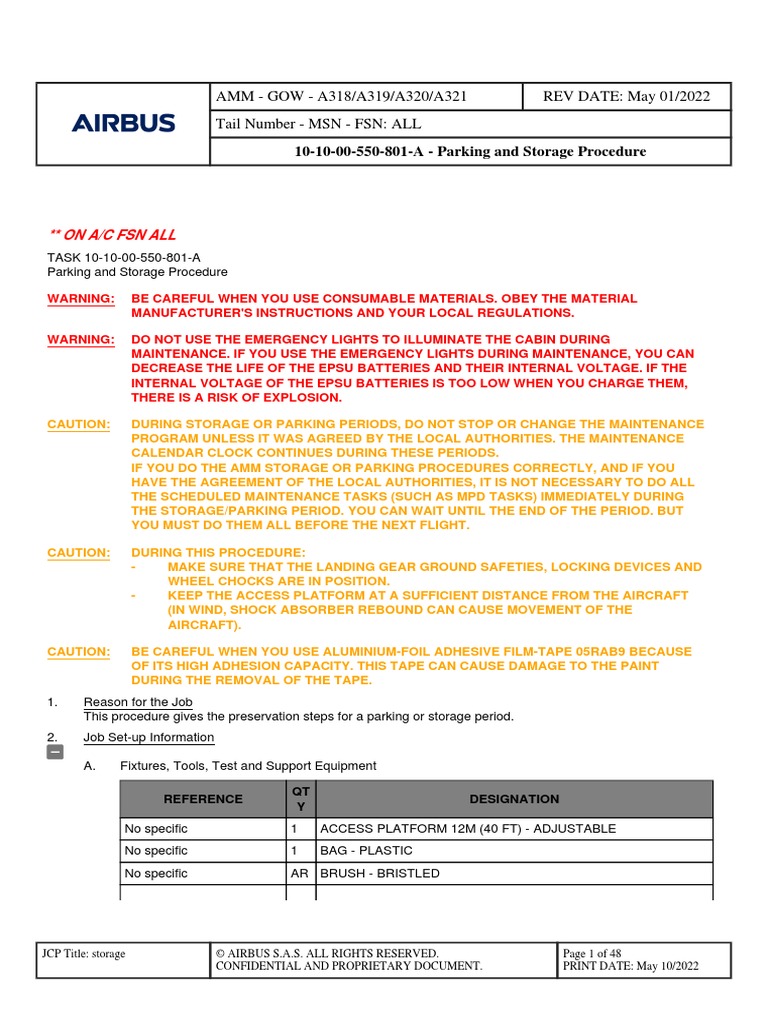 AMM - GOW - A318/A319/A320/A321 REV DATE: May 01/2022 Tail Number - MSN ...