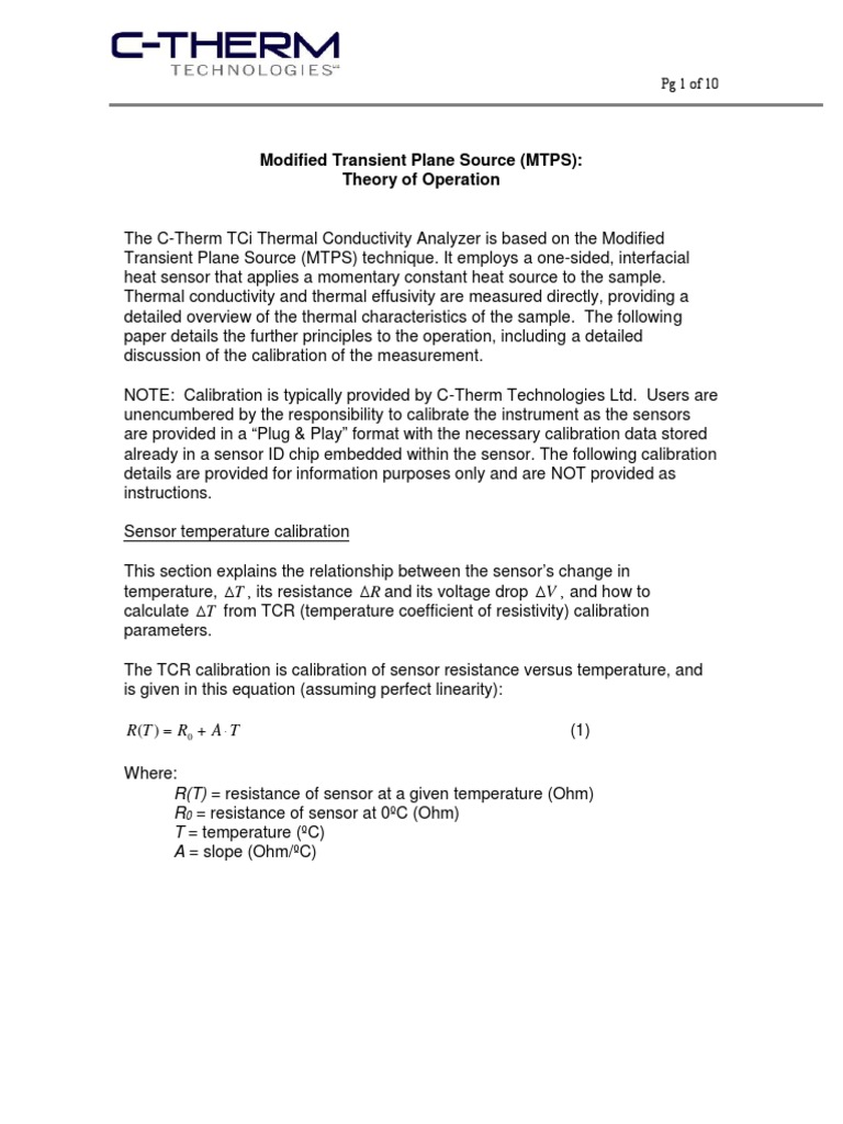 MTPS Thermal Conductivity Guide | PDF | Thermal Conductivity | Calibration