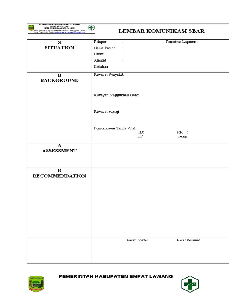 FORM Rujukan & SBAR | PDF