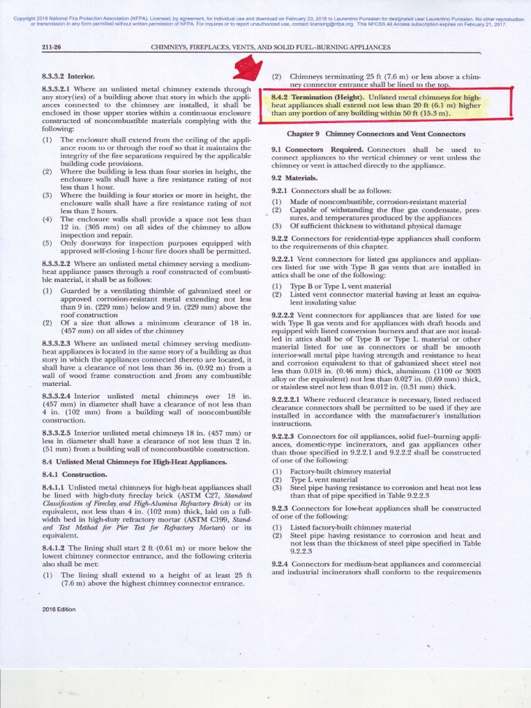 NFPA 211 - Par. 8.4.2 | PDF | Chimney | Pipe (Fluid Conveyance)
