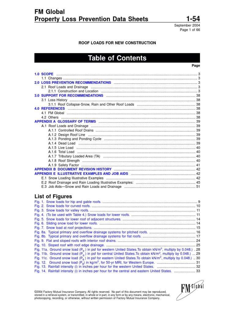FM Global DS 1 54 ROOF LOADS FOR NEW CONSTRUCTION PDF Snow Roof