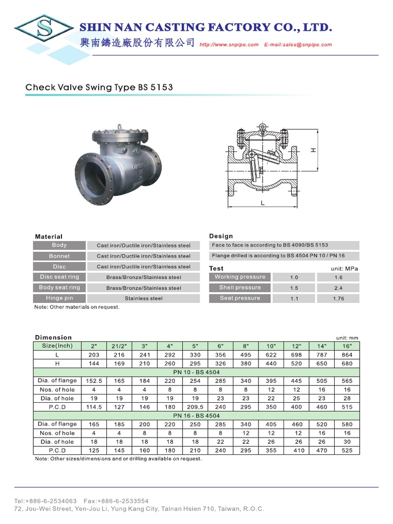 E-Check Valve Swing Type BS 5153 | PDF