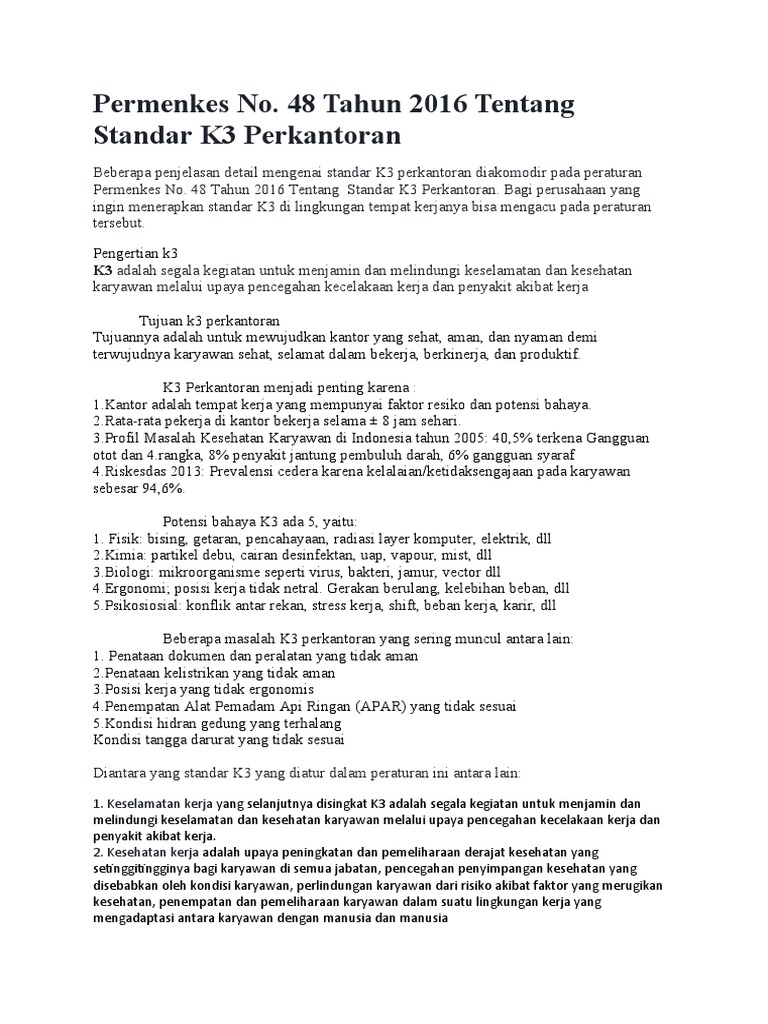 K3 Perkantoran No 48 Pdf