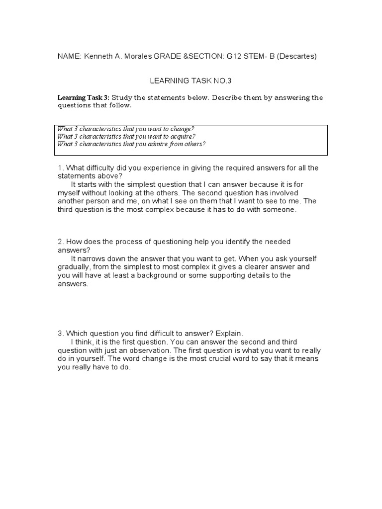 Kenneth Morales - PHILO LEARNING TASK NO.3 | PDF | Career & Growth