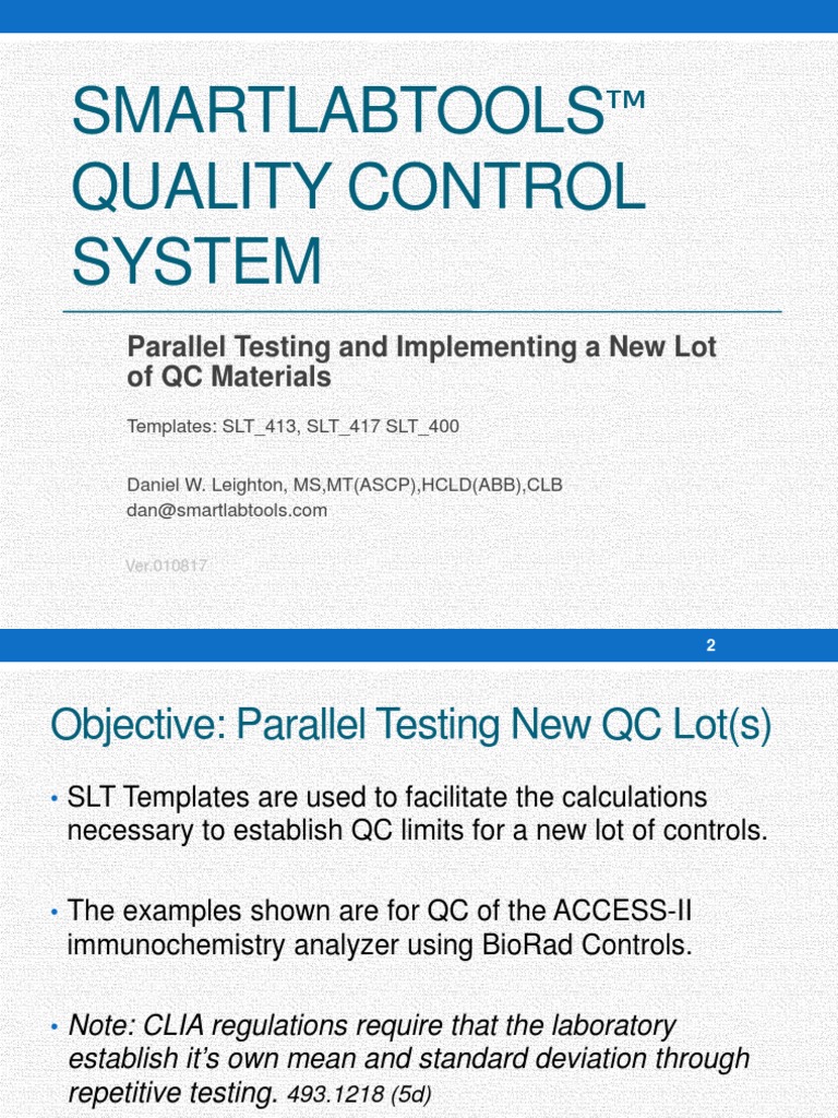 Parallel Testing and Implementing New QC Material | PDF | Standard ...