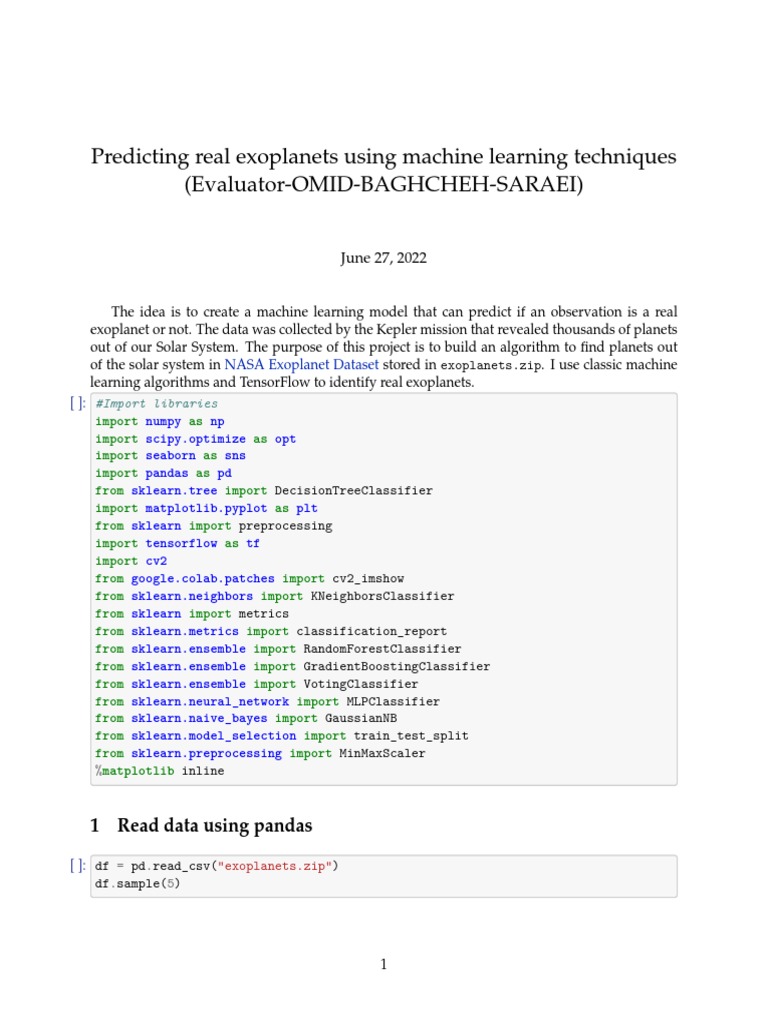 Predicting Real Exoplanets Using Machine Learning Techniques (Evaluator-OMID-BAGHCHEH-SARAEI ...