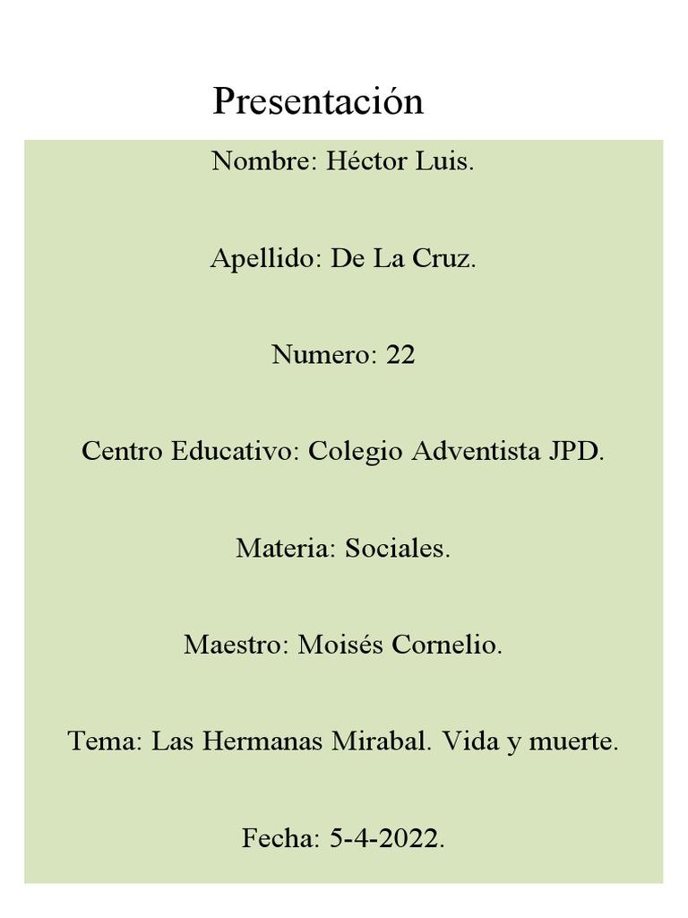 Vida y legado de las Hermanas Mirabal | PDF | Historia