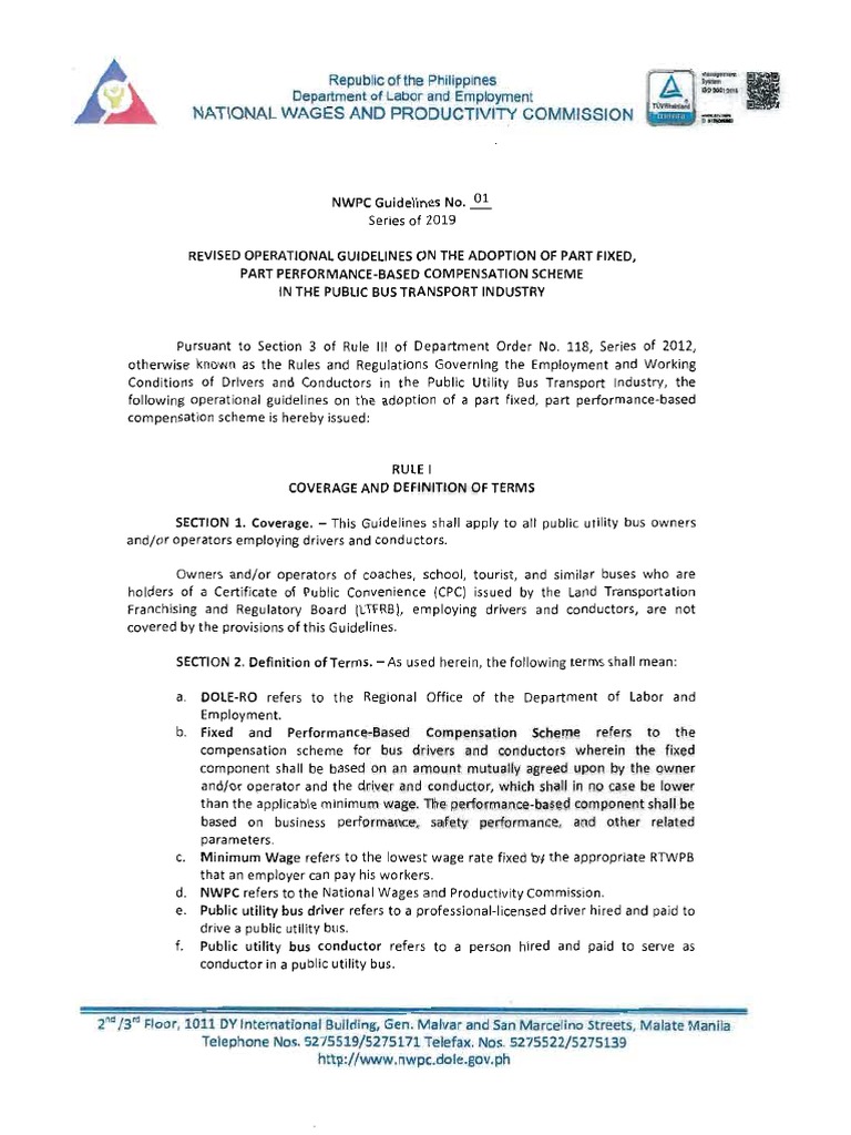2.22.19-Final-Copy - NWPC-Guidelines-No.-01-series-2019 Bus Drivers | PDF 2.22.19-Final-Copy - NWPC-Guidelines-No.-01-series-2019 Bus Drivers | PDF