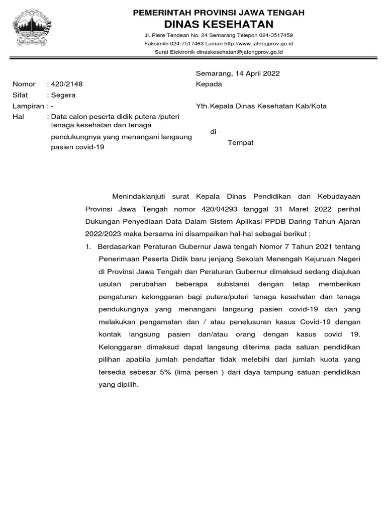 Surat Permohonan Data PPDB | PDF