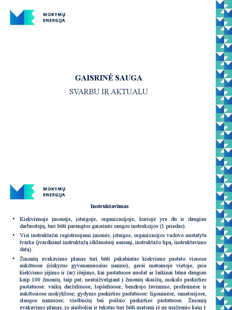 Gaisrine Sauga Mokymai Temai Svarbu Ir Aktualu | PDF