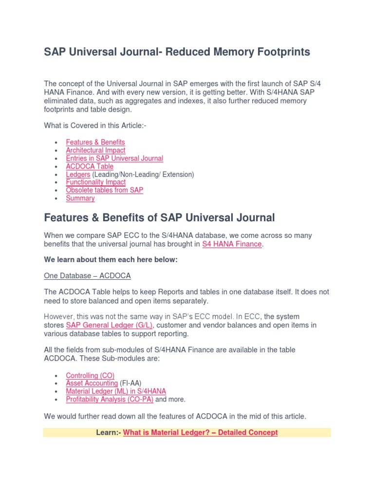 SAP Universal Journal | PDF | Databases | Information Age