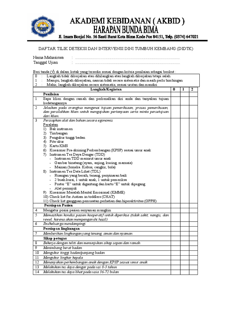 Panduan DIDTK: Deteksi Dini Tumbuh Kembang | PDF | Karier & Perkembangan