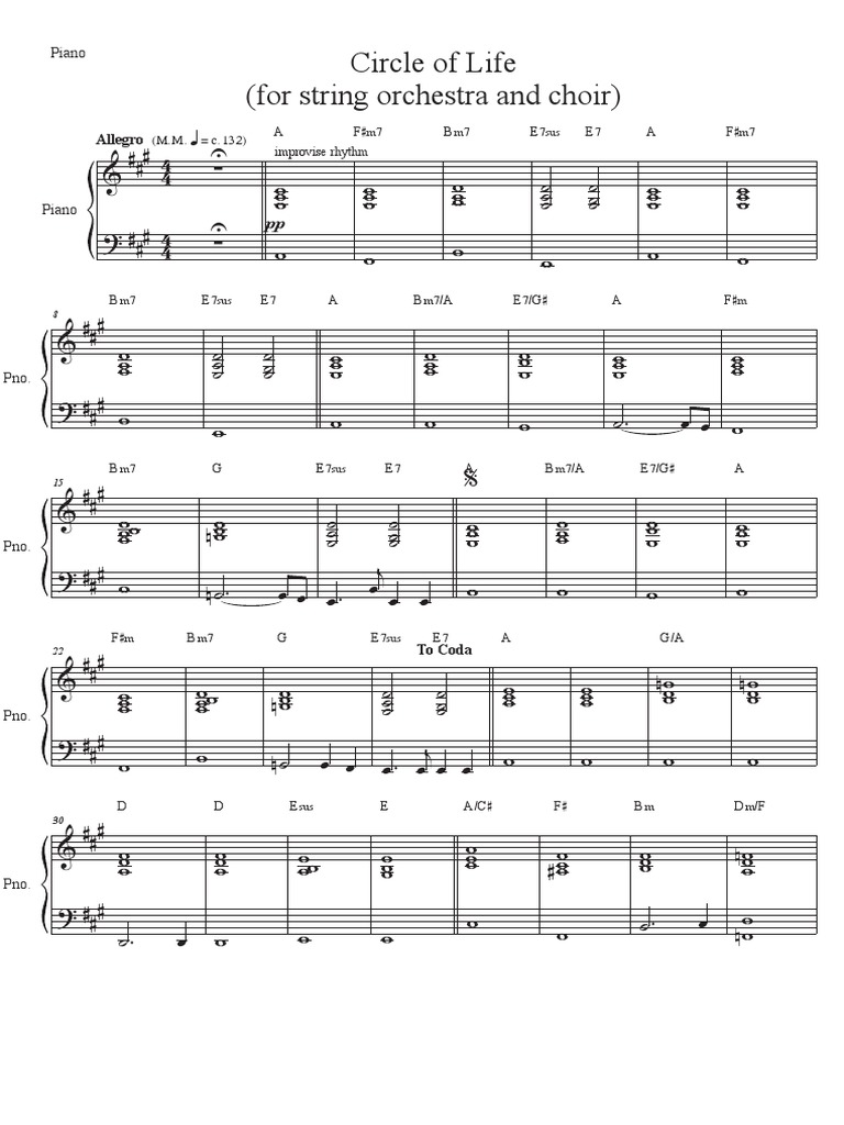 Circle of Life - Piano | PDF