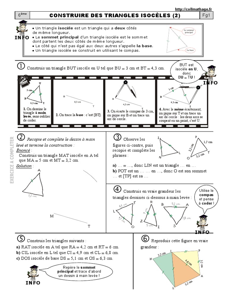 Fg1 Construire Des Triangles - 2 - Isocèles | Download Free PDF ...