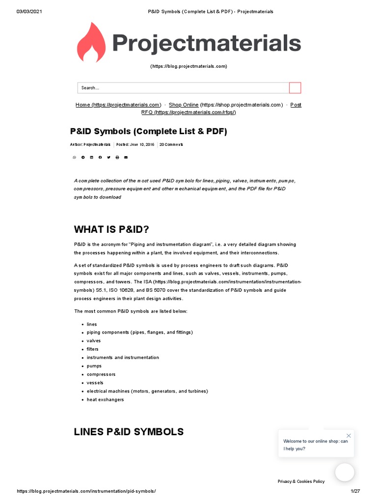 P&ID Symbols (Complete List & PDF) - Projectmaterials | PDF | Pump ...
