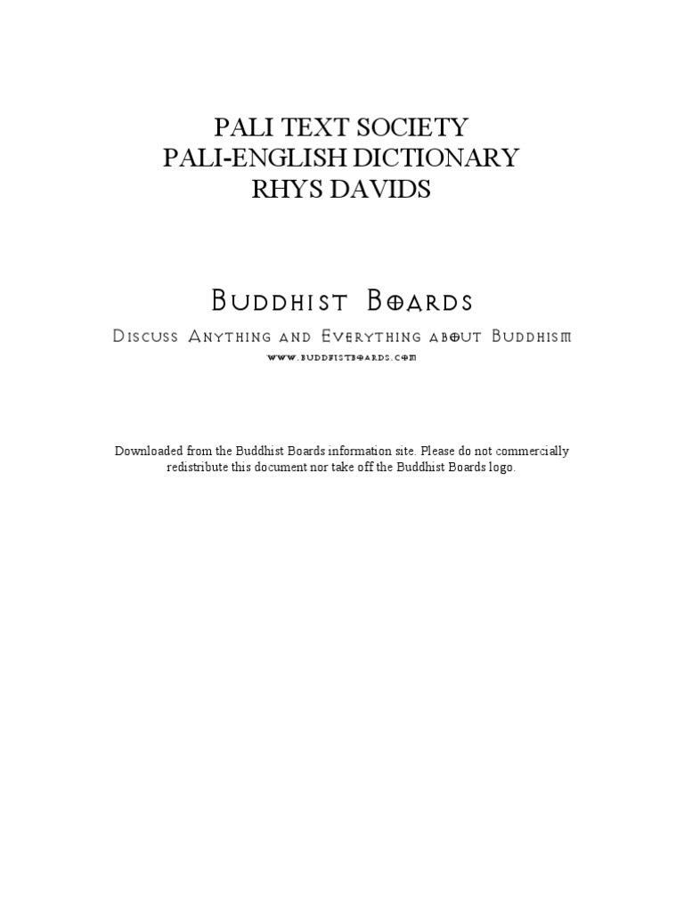 Pali English Dictionary | PDF | Language Arts & Discipline