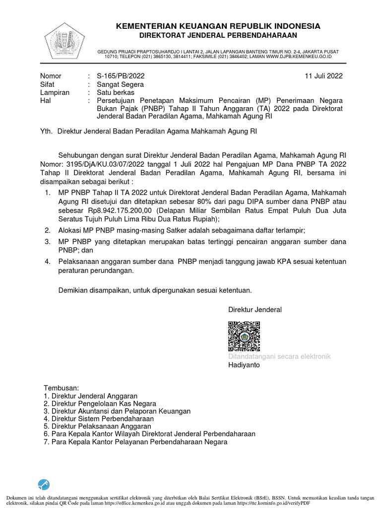 Surat PNBP Mahkamah Agung | PDF