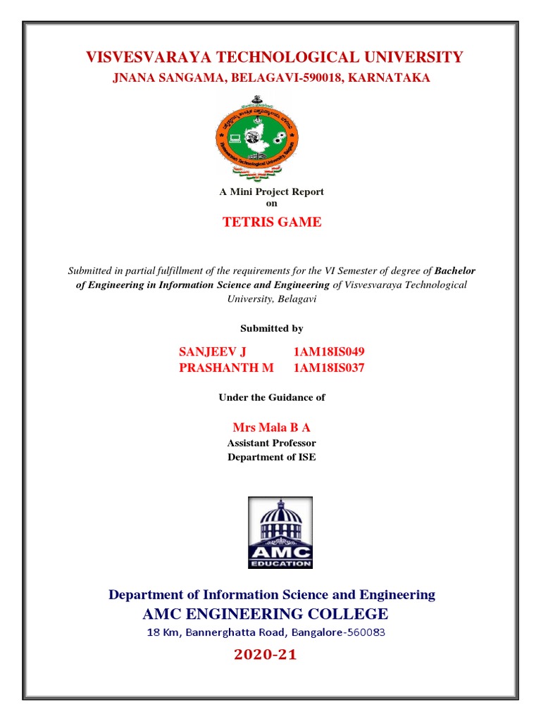 AMC Engineering College Students Create Tetris Game | PDF | Systems ...