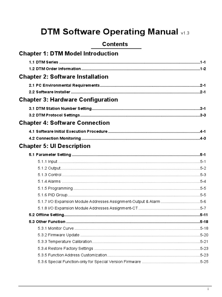 DTM Software Operating Manual v1.3 | PDF | Installation (Computer ...