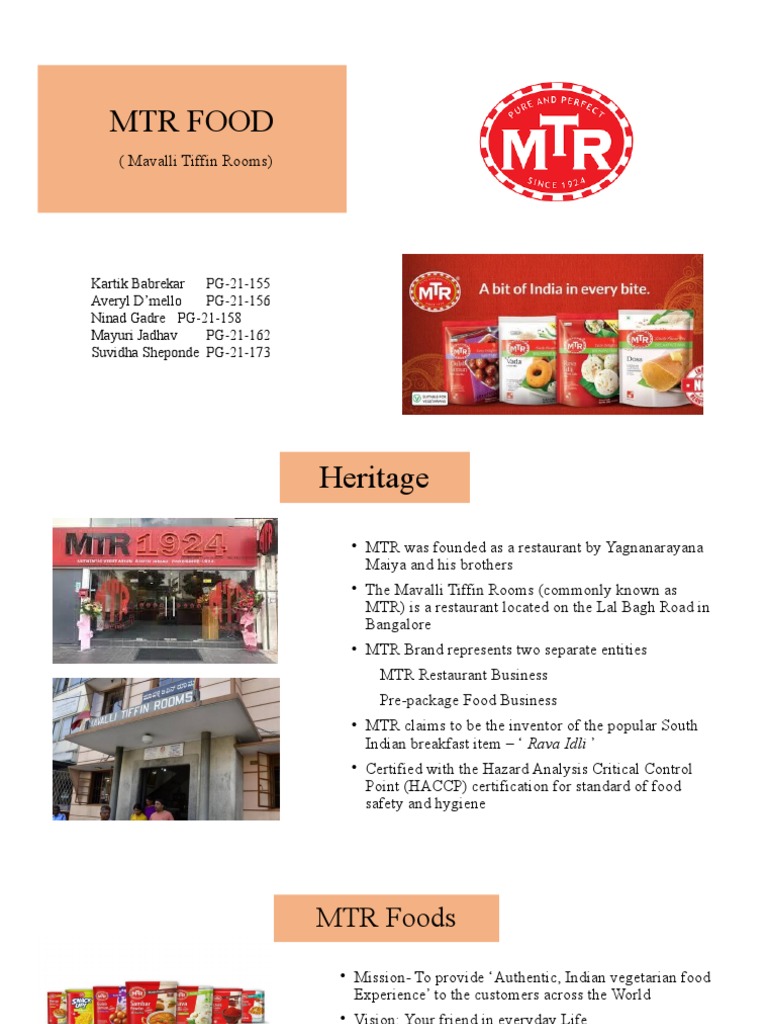 MTR Food: (Mavalli Tiffin Rooms) | PDF | Food Industry | Foods
